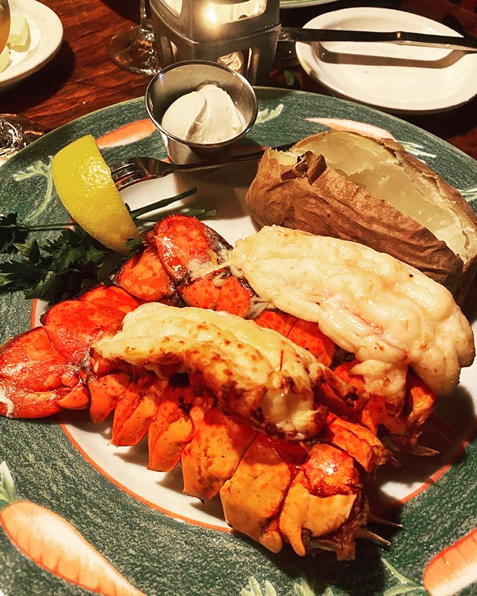 Maine lobster tails with a baked potato sidekick&mdash;proof that sometimes the best duos are the classics. Like Sinatra and bourbon, some things just work.