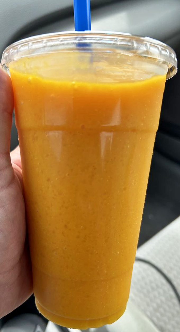 Sunshine in a cup. This mango smoothie looks like it could cure seasonal affective disorder with just one sip.