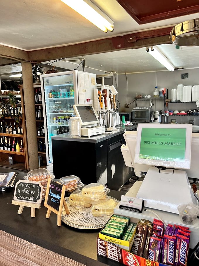 The market side of 903 Mills reveals itself at the counter, where pastries tempt you to abandon all notions of "saving room for later."