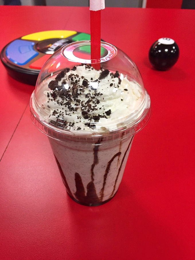 This isn't just a milkshake; it's dessert with a straw. Cookies and cream blended to perfection—childhood nostalgia in drinkable form.