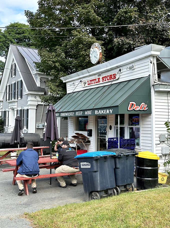 Outdoor picnic tables &ndash; where sandwich dreams come true. The kind of impromptu dining room where memories and mustard stains are made.