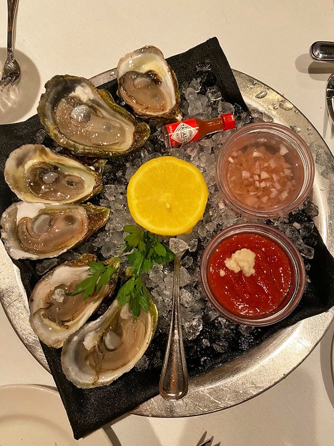 Fresh oysters on ice&mdash;nature's perfect appetizer. The ocean delivered these gems, and Abe & Louie's simply showcases their briny brilliance.