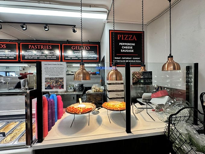 Pizza by the slice means you don't have to commit to a relationship, just a delicious afternoon fling with perfectly melted cheese.