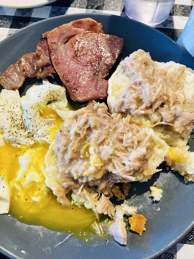 Country ham and biscuits swimming in gravy&mdash;proof that sometimes the most beautiful things in life aren't meant to be photographed for Instagram.