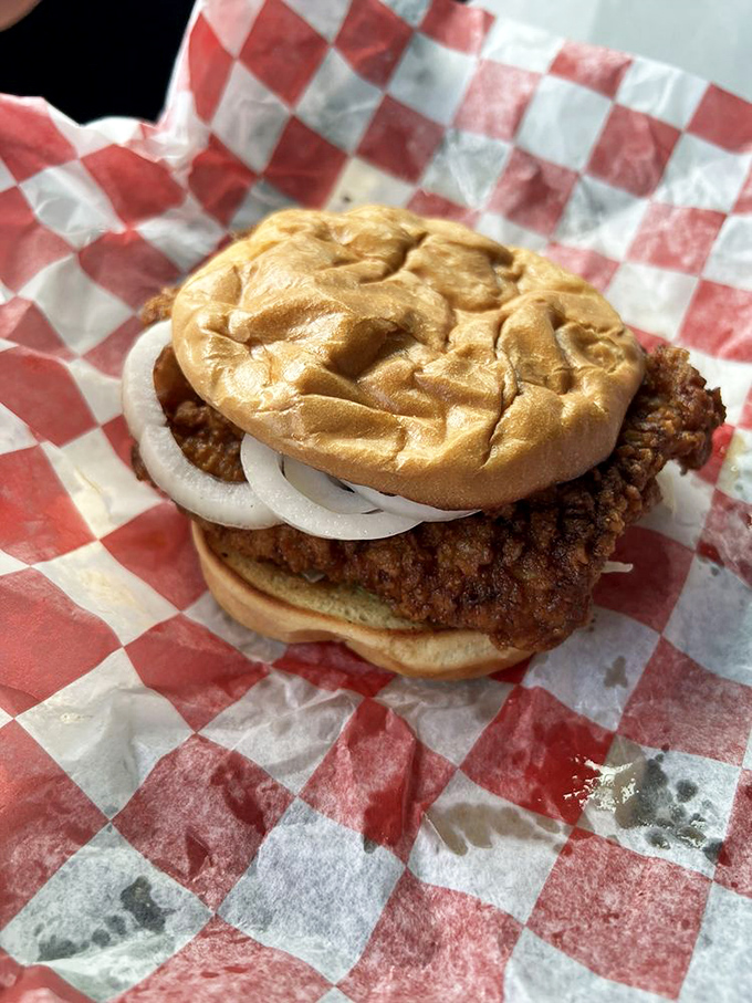 The pork tenderloin sandwich proudly maintains Missouri tradition&mdash;meat pounded so thin and fried so large it makes the bun look like a yarmulke.