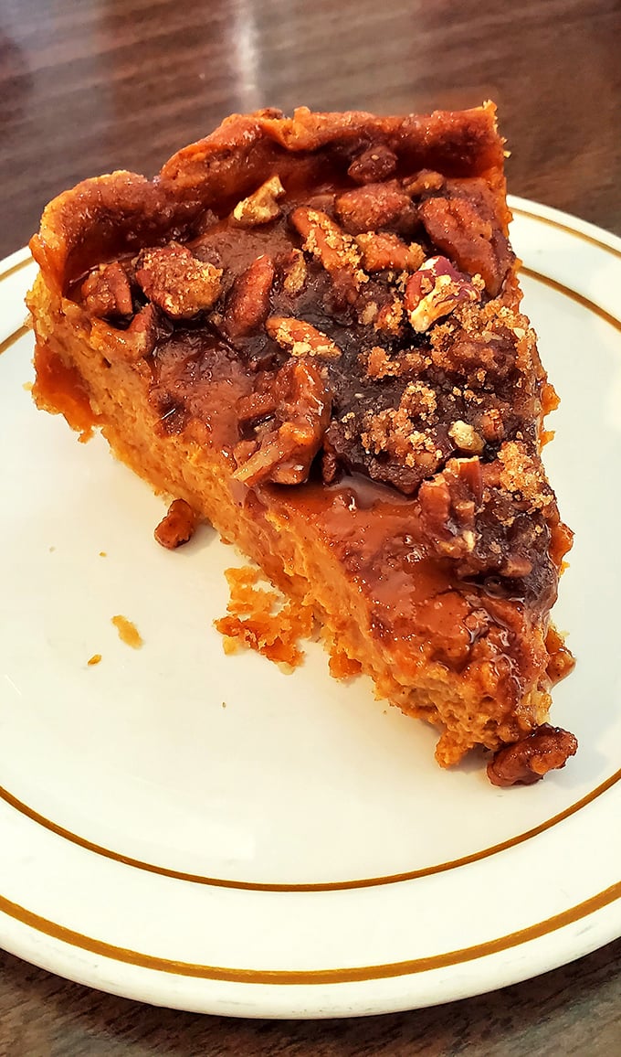 Pumpkin pecan pie that doesn't make you choose between Thanksgiving favorites&mdash;it's the diplomatic solution to dessert debates everywhere.