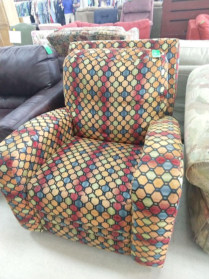 That honeycomb pattern armchair isn't just seating&mdash;it's a time machine to your grandmother's impeccably decorated living room.