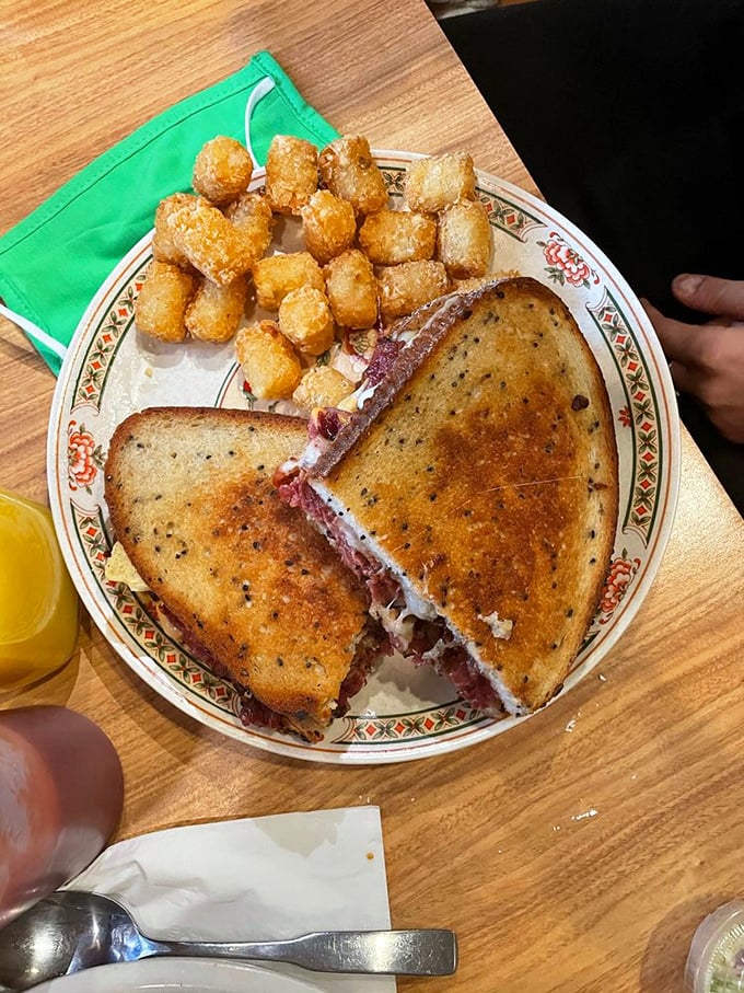 A properly executed Reuben should always come with golden-brown tater tots. It's not a law, but it probably should be.