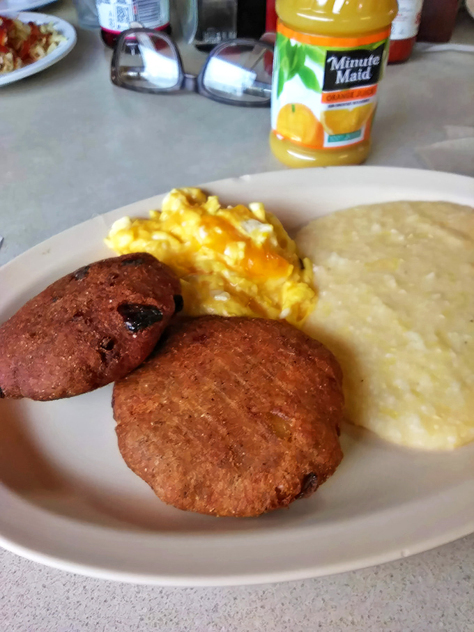 Salmon croquettes and grits &ndash; breakfast of Southern champions. The kind of plate that makes you want to call your mother with gratitude.