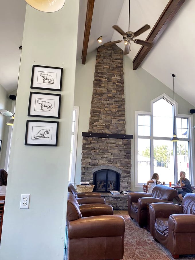 That fireplace isn't just architectural showing off&mdash;it's the soul of the space. Like Grandma's kitchen if Grandma had seriously upgraded her design game.