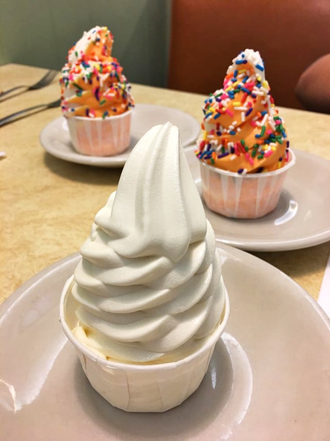 Soft serve that stands at attention like it's auditioning for a role in a Norman Rockwell painting of American summer bliss.