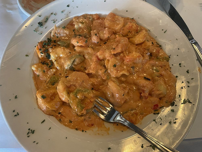 These shrimp are having such a good time in that creamy sauce, they forgot they were supposed to be dinner. Your fork won't let them forget.