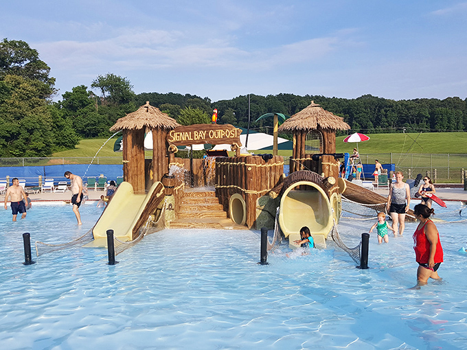 Signal Bay Outpost stands like a whimsical fortress of fun&mdash;part treehouse, part water playground, all childhood fantasy come to life.