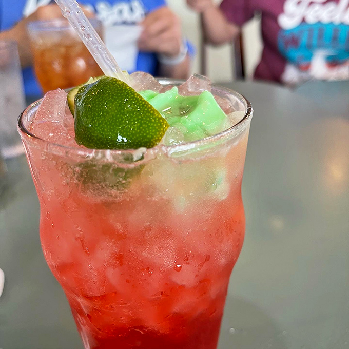 This strawberry limeade brings the visual drama with its vibrant color and lime garnish&mdash;summer in a glass, regardless of the season outside.