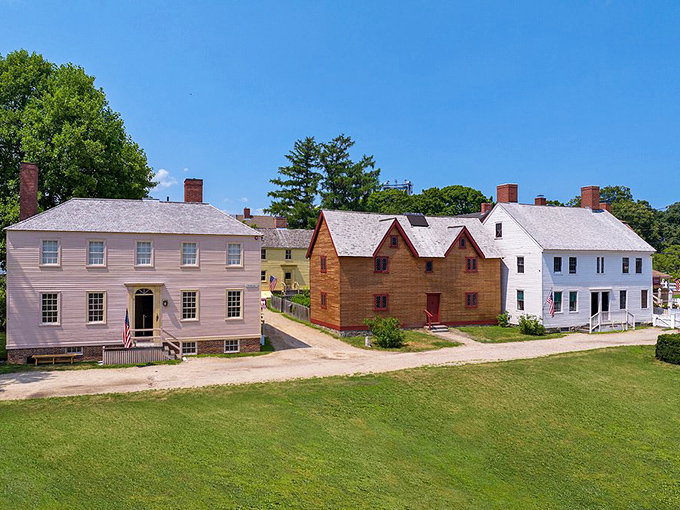 Strawbery Banke's preserved homes stand as architectural siblings from different eras, each telling a chapter of America's story through wood, brick, and clapboard.