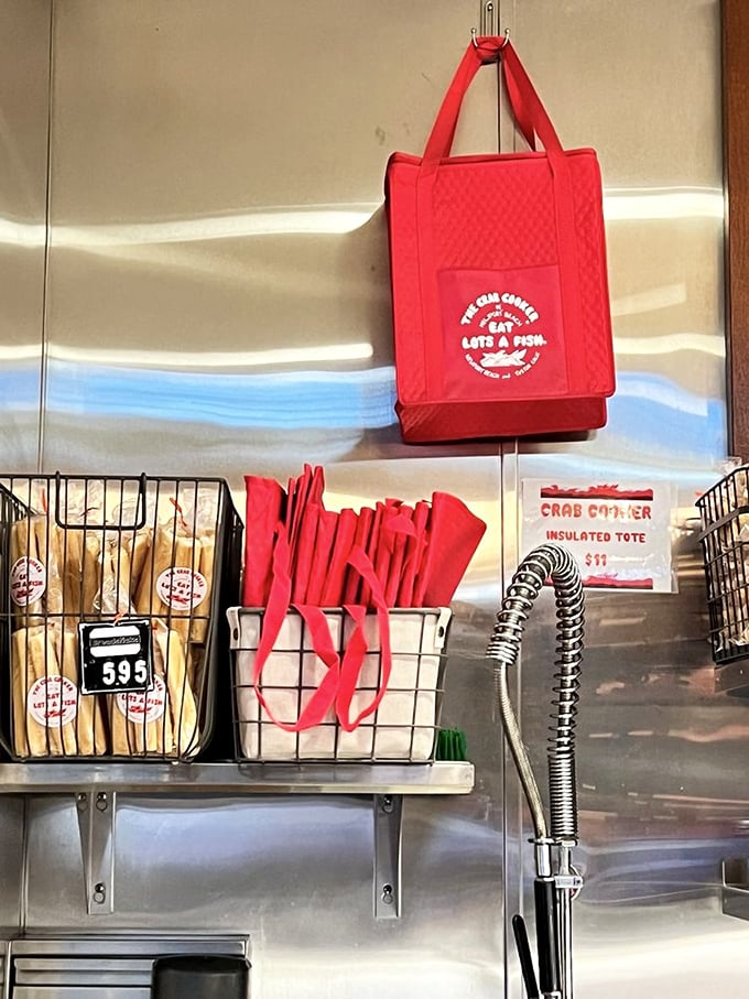 The bright red insulated totes aren't just bags&mdash;they're portable happiness carriers for when you need seafood to go.