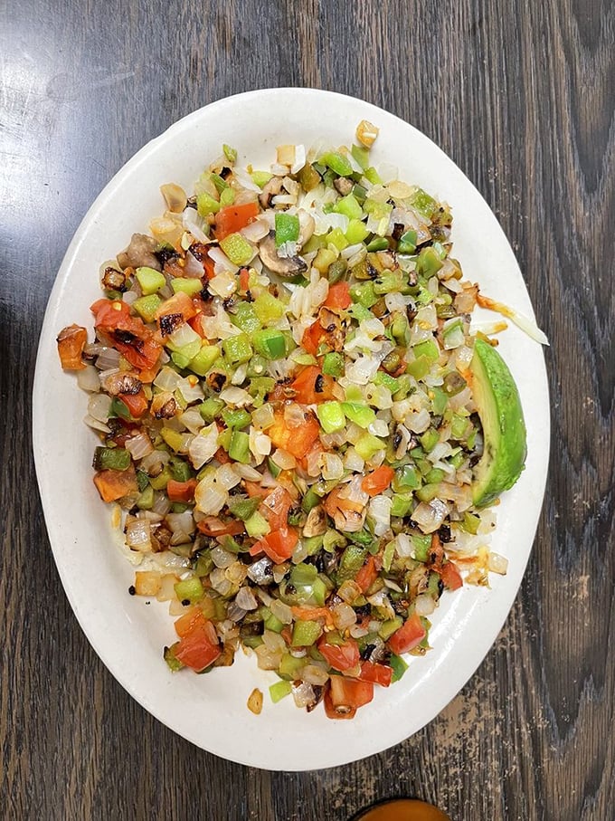 The Veggie Skillet proves vegetables can party too, especially when they're dancing with perfectly diced peppers and onions.