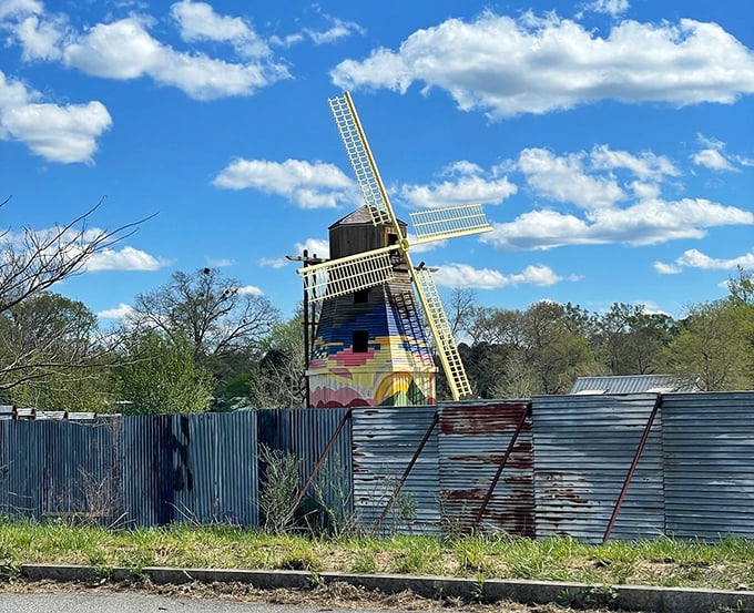 Even the windmill has star quality in Senoia. This whimsical landmark adds unexpected charm to a town already bursting with character.