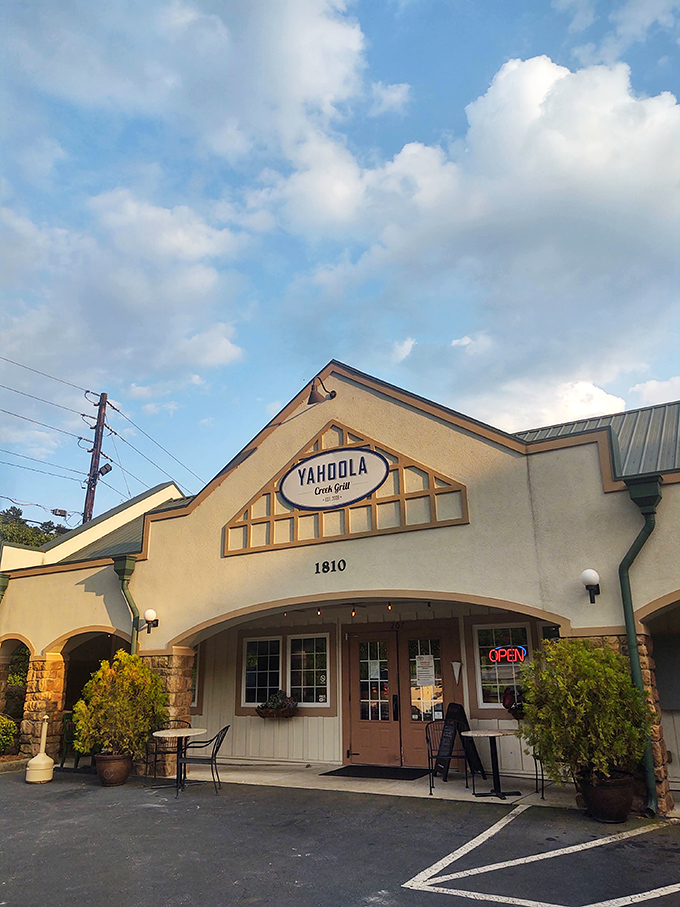 Yahoola Creek Grill welcomes hungry travelers with its unpretentious charm and promise of hearty meals that won't require a gold nugget to afford.