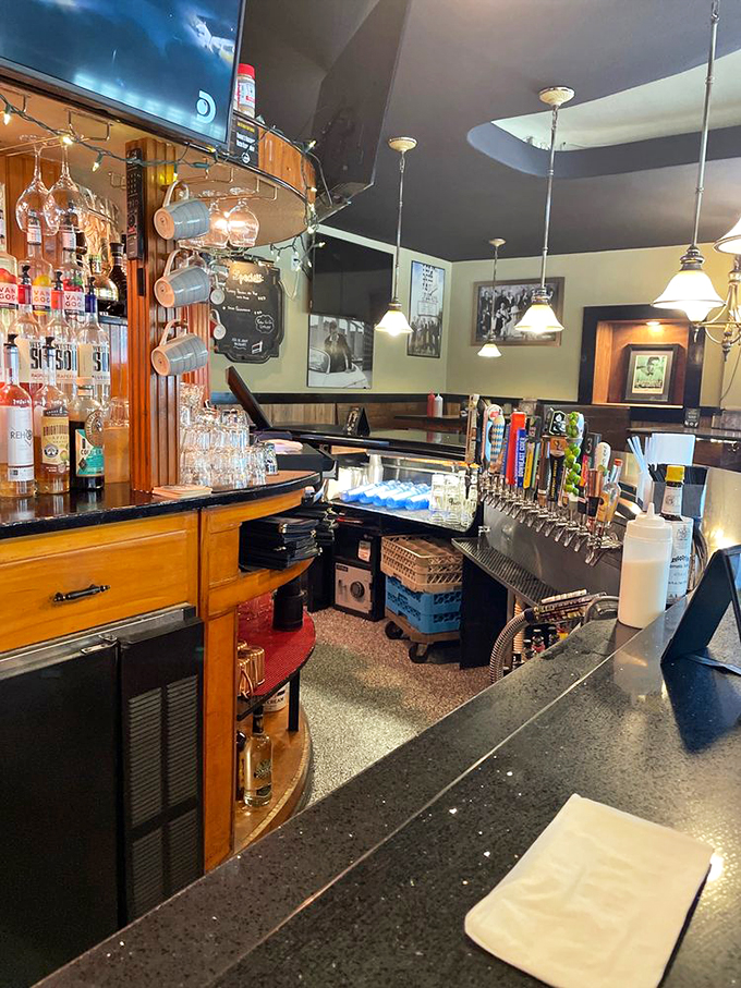 The bar at Frankie's isn't just where drinks are served; it's where neighborhood legends are born and retold. Wood-paneled wisdom dispensary with liquid courage on tap.