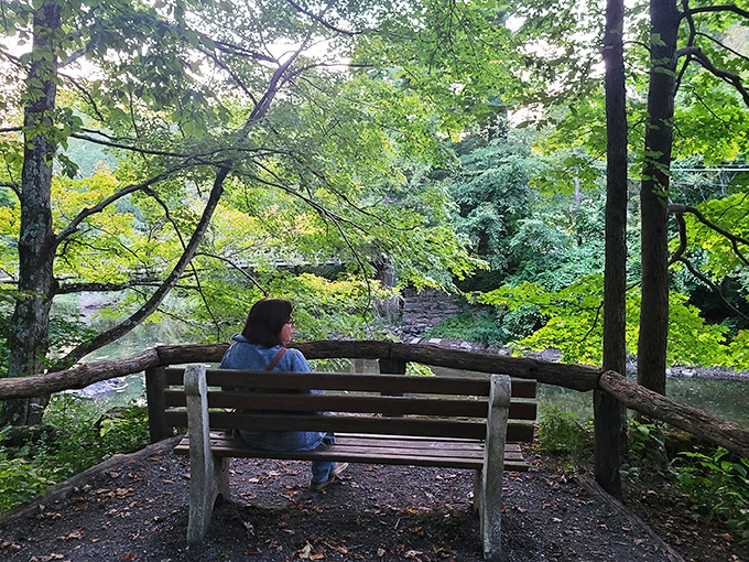 The best conversations with yourself happen on Berkshire benches like this one, where nature provides both the view and the wisdom.