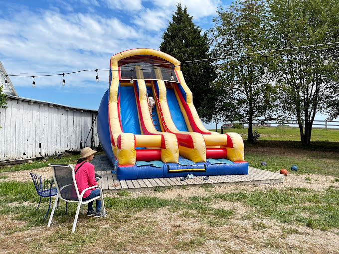 A colorful bounce house offers kids a break from flower appreciation. Because sometimes children need more entertainment than "look at these pretty plants!"