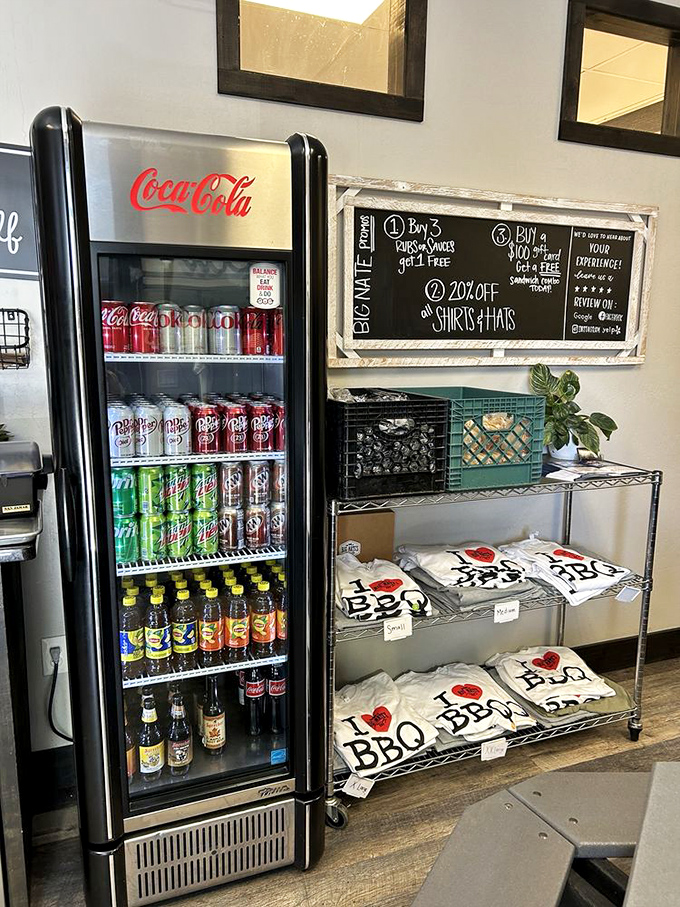 The beverage cooler: where decisions about which soda pairs best with brisket are taken as seriously as wine pairings at French restaurants.