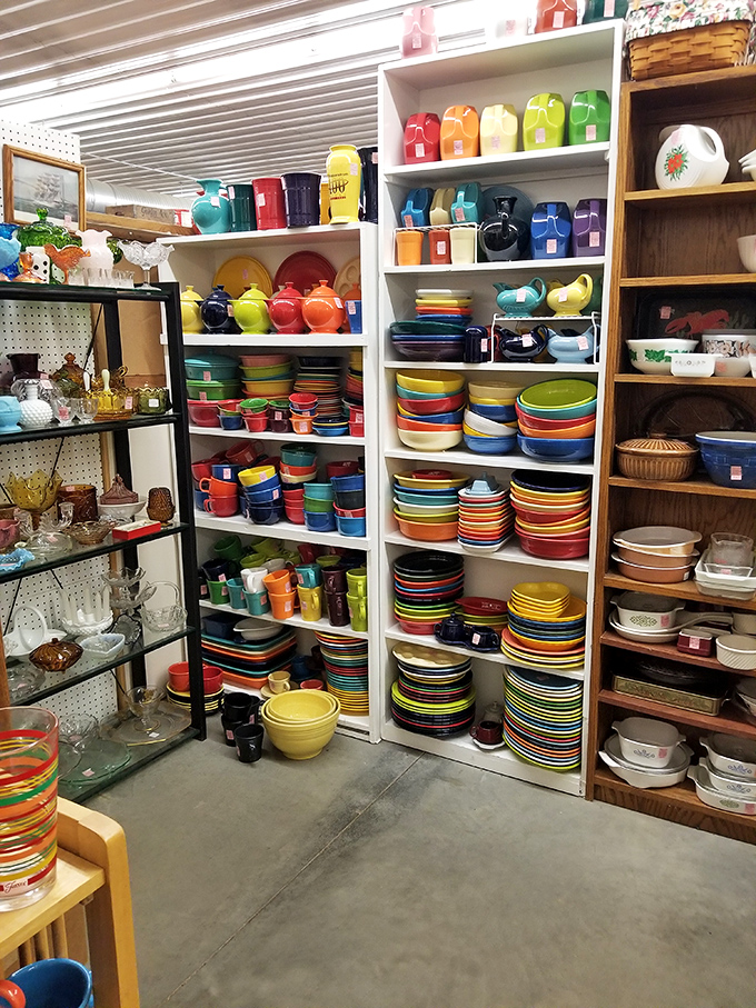 A rainbow of vintage dinnerware that would make any meal feel special. Grandma's Sunday dinner table never looked so vibrant!