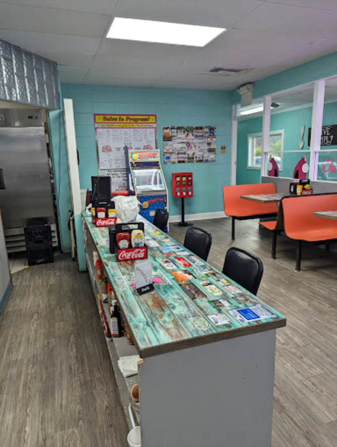 The counter offers front-row seats to the culinary theater, where coffee flows as freely as the conversation.