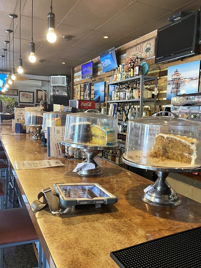 Those homemade cakes under glass domes aren't just desserts&mdash;they're sweet rewards waiting after your seafood marathon.