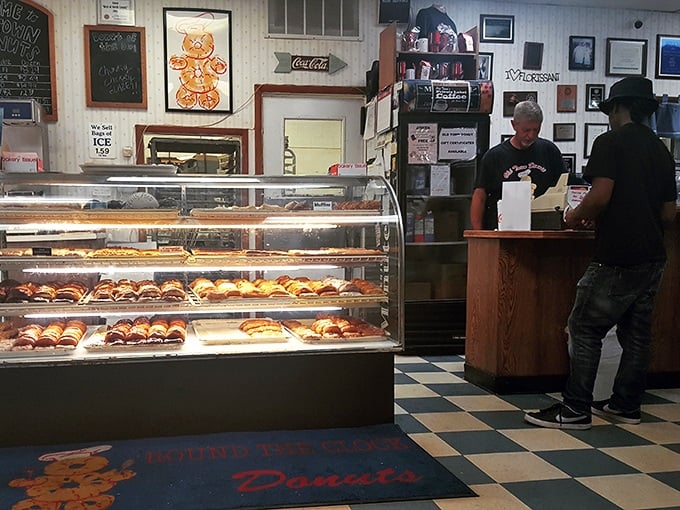 The counter where dreams come true. Notice how the lighting makes everything glow like treasures in a pastry museum.