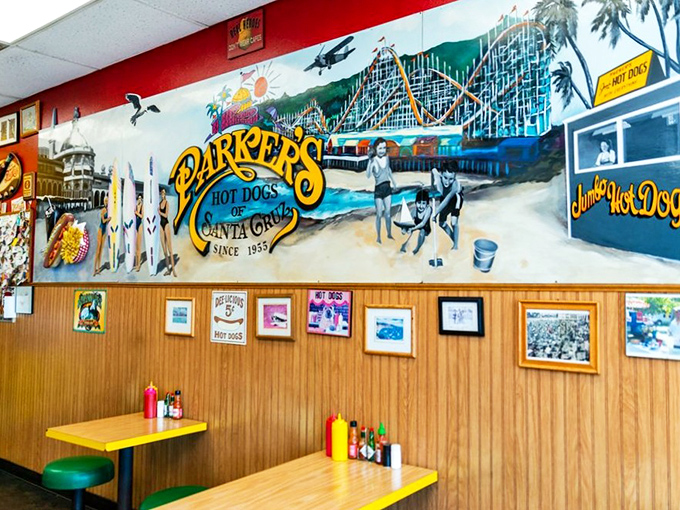 The mural tells stories of Santa Cruz while you create your own memories. Beach scenes and boardwalks make every bite a mini vacation.