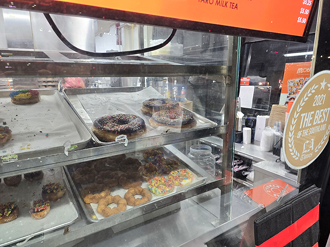 The display case at Randy's &ndash; where donuts go to show off before they go home with you. It's donut dating, essentially.