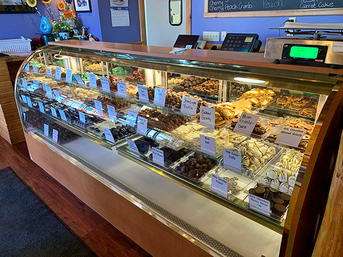 A glass case of sweet temptation that would make Willy Wonka jealous. These treats weren't meant to be photographed&mdash;they were meant to be devoured.