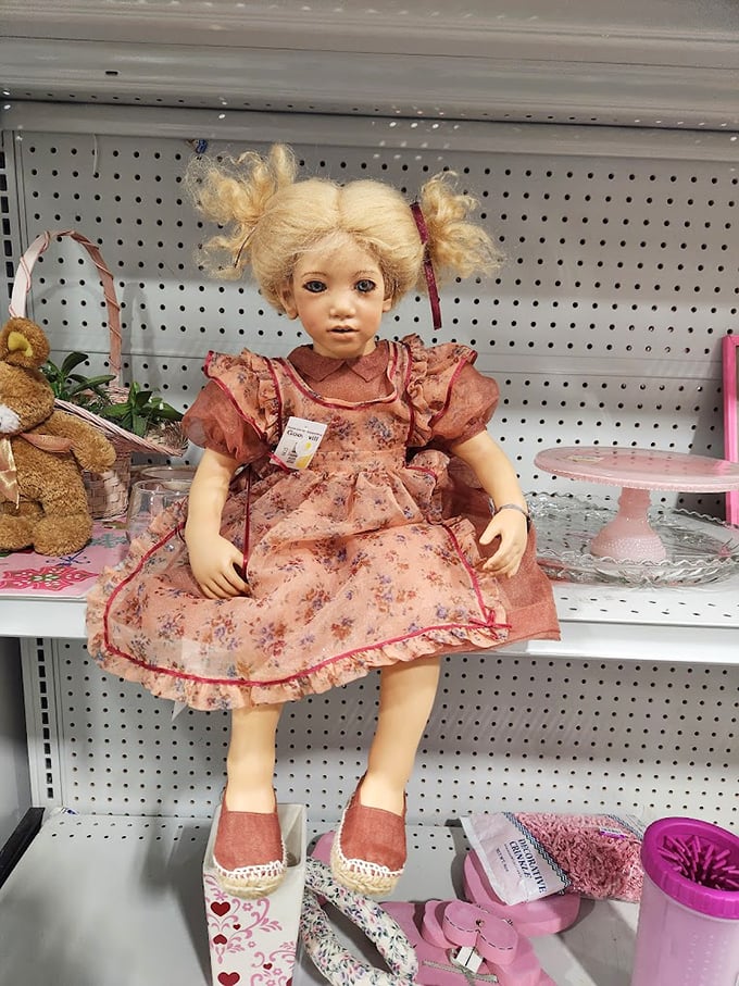 Porcelain faces from another era stare back with knowing eyes. One person's discarded doll is another's conversation piece or vintage collection starter. 