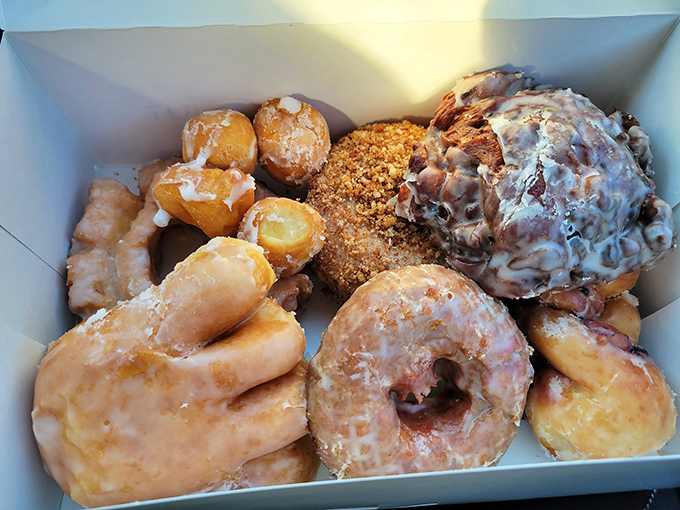 Each donut variety has its own personality. It's like the breakfast version of the Avengers, assembled for your eating pleasure.