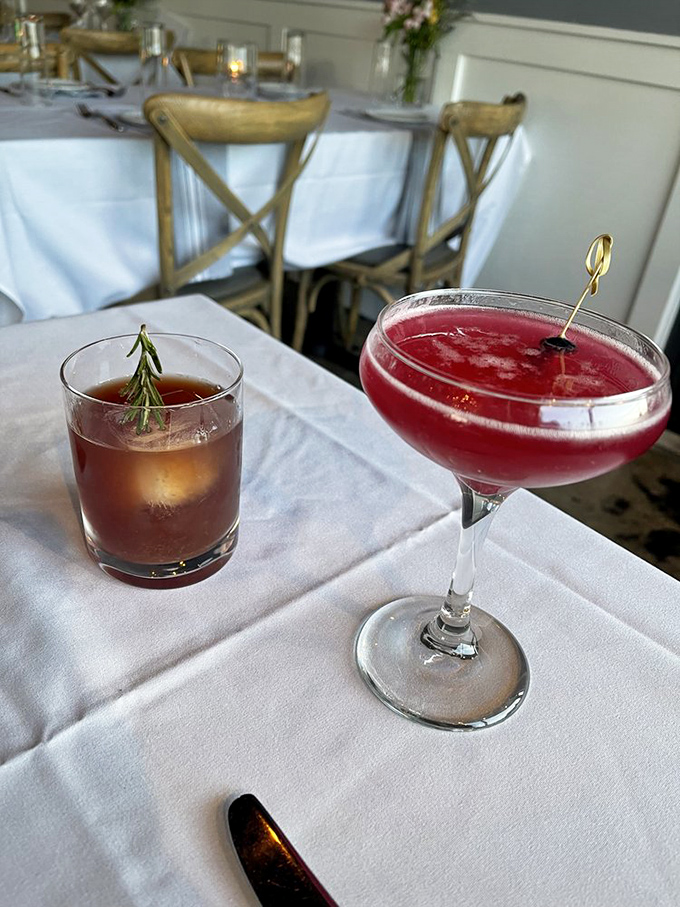 These cocktails aren't just drinks&mdash;they're liquid personality tests. The amber old fashioned says "classic reliability" while the ruby martini screams "tonight's going to be interesting."