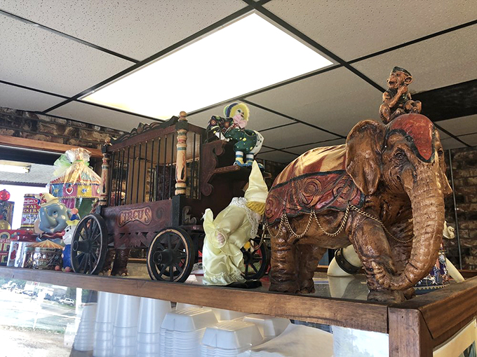Miniature circus wagons and elephants stand guard over your meal. These aren't just decorations&mdash;they're keepers of Hugo's unique heritage.