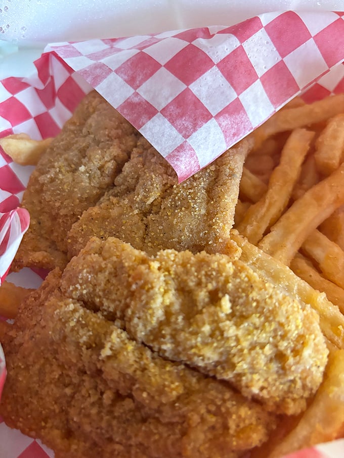 This fish and chips basket isn't just a meal&mdash;it's edible architecture where every golden-battered piece is a load-bearing wall of flavor.