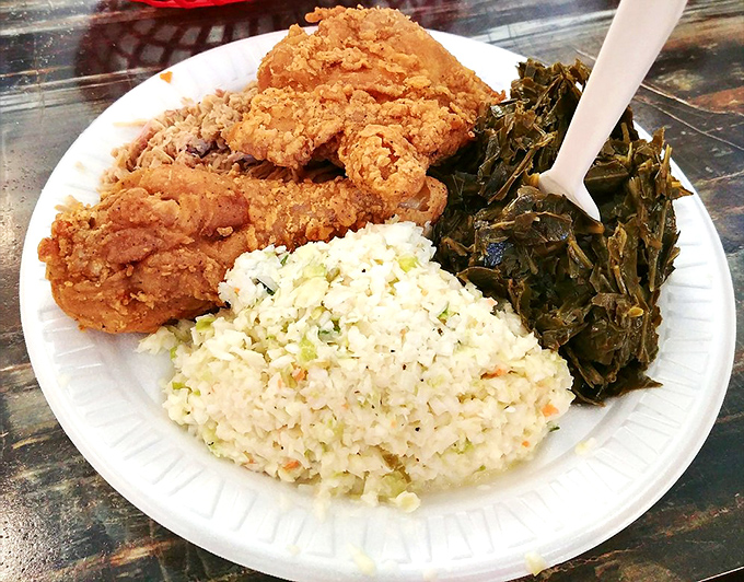 Fried chicken this golden-crisp alongside collards and potato salad has converted more Yankees to Southern ways than four years at Duke.