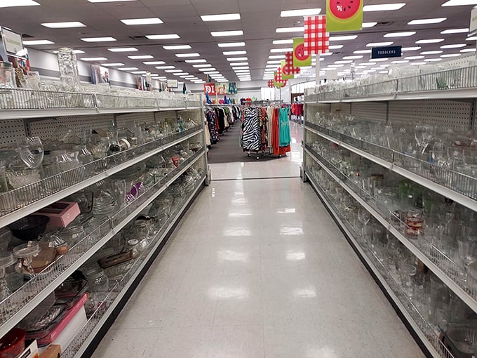 Glassware alley&mdash;where your grandmother's crystal might be reunited with its long-lost relatives. Champagne tastes on a sparkling cider budget.