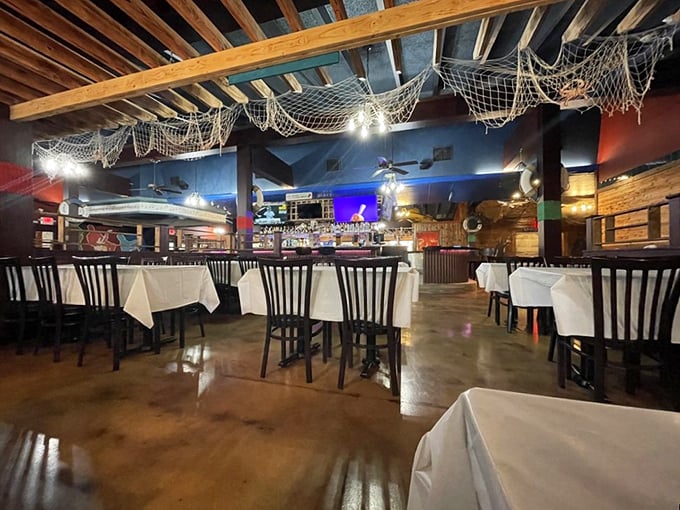 The dining room feels like the captain's quarters of a particularly stylish fishing vessel&mdash;minus the seasickness, plus comfortable chairs.