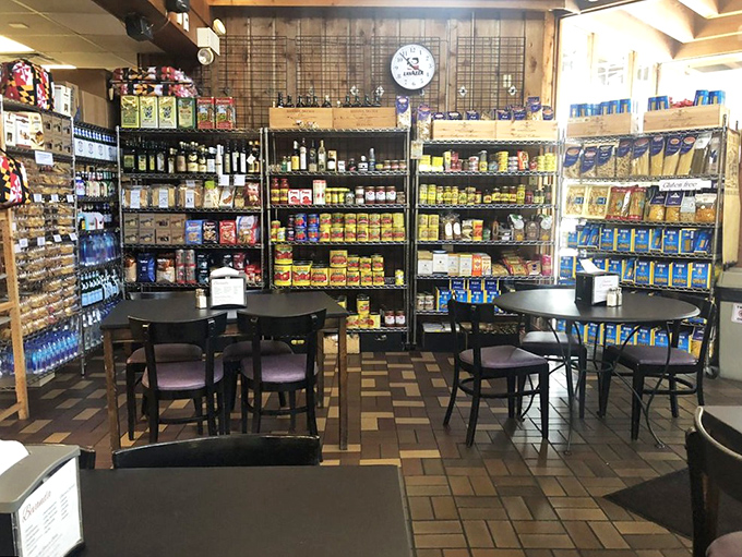 The market section proves Giolitti isn't just a place to eat&mdash;it's where you stock up on ingredients to pretend you can cook like this at home.
