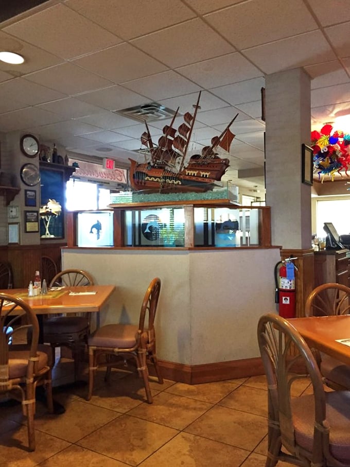 That model ship isn't just d&eacute;cor&mdash;it's a promise of the voyage your taste buds are about to embark on.