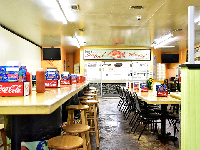 No-nonsense dining where the focus is where it should be&mdash;on the seafood. The market's just beyond that sign, for those wanting to recreate magic at home.