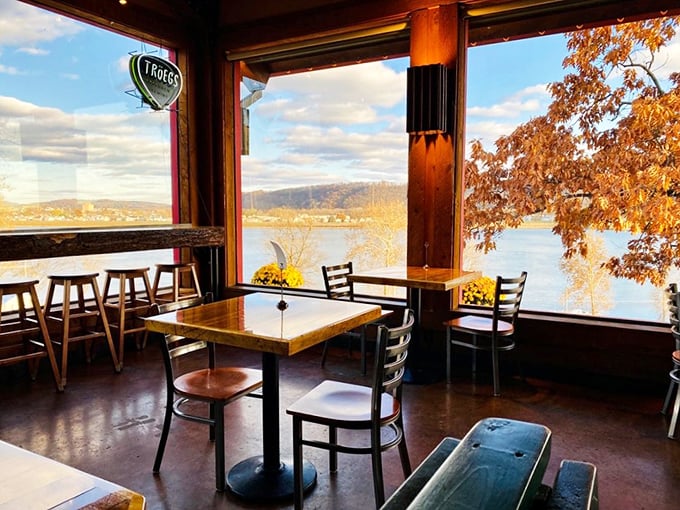 Exposed beams, wooden tables, and those windows &ndash; Skeeter's interior feels like what would happen if a luxury cabin and smokehouse had a baby.