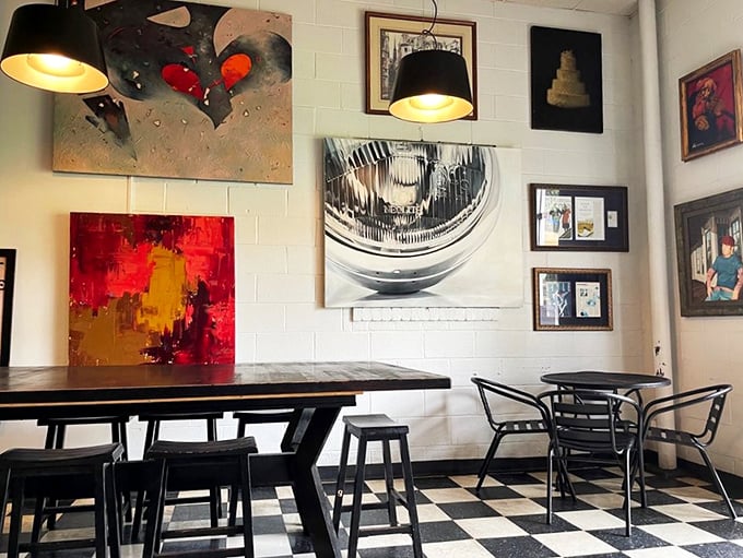 The dining area feels like an art gallery where you're actually encouraged to make appreciative noises with your mouth full.