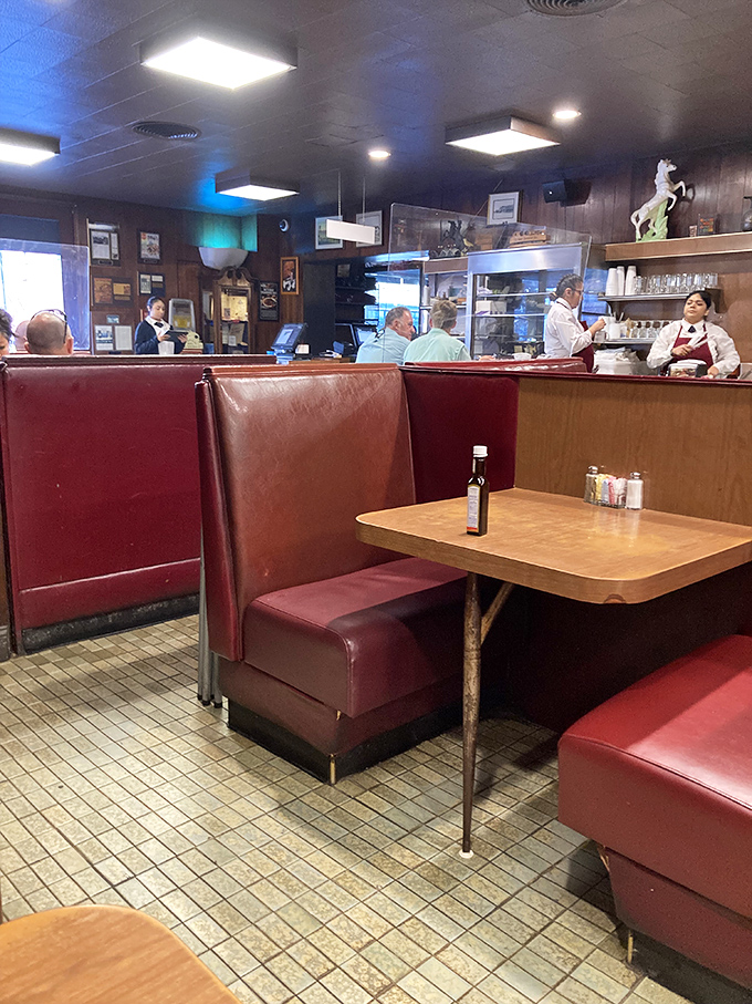 Red vinyl booths and tile floors tell you this place spends its money on what matters&mdash;the food&mdash;not on interior designers or Instagram backdrops.
