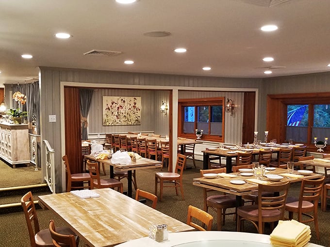 The dining room feels like a familiar embrace&mdash;warm wood tones, comfortable chairs, and the promise of memorable meals shared.