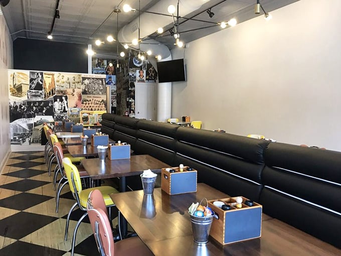 The checkered floor and booth seating aren't retro by design&mdash;they're authentic by survival, a diner aesthetic that outlasted countless food trends because it works.